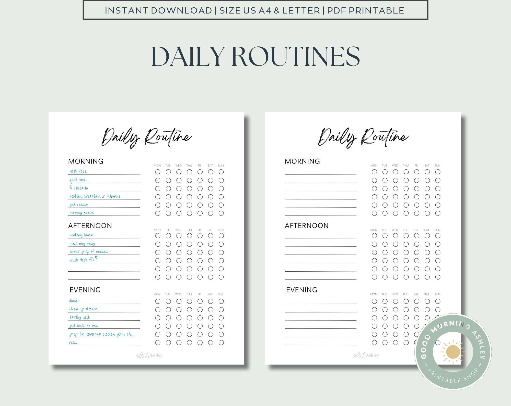 Daily Routine Template Letter Size Printable Planner Inserts - Etsy
