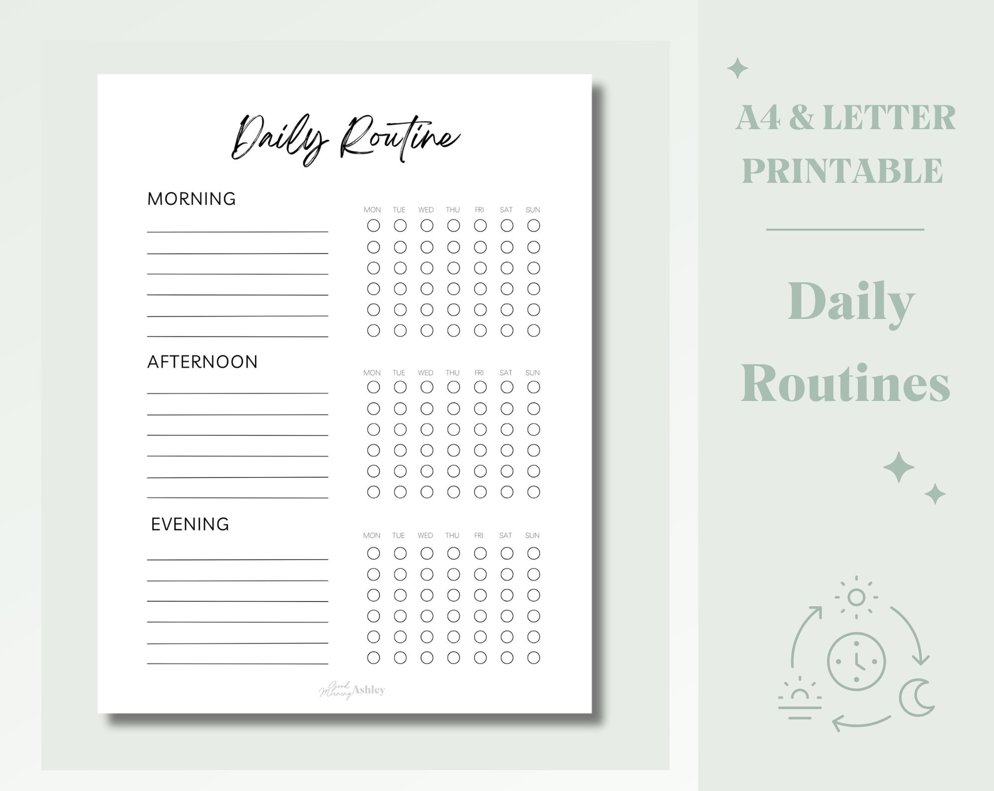 Daily Routine Template Letter Size Printable Planner Inserts - Etsy
