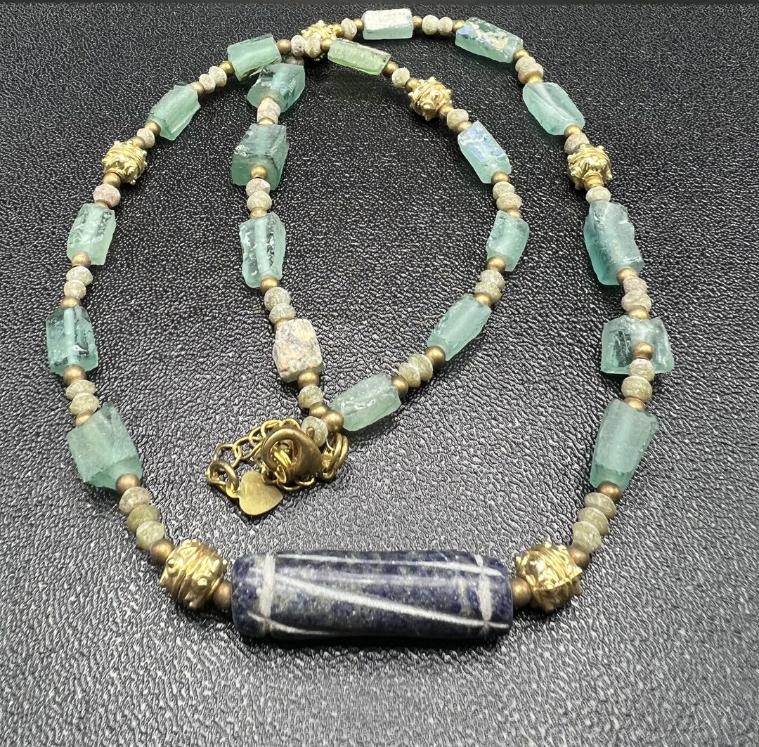 Old Roman Glasses and Stone Beads Necklace - Etsy