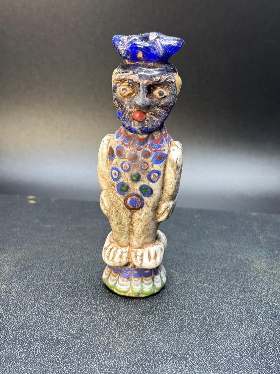 Rare Ancient Polychrome Glass Figurine Intricately Decorated Artifact ...