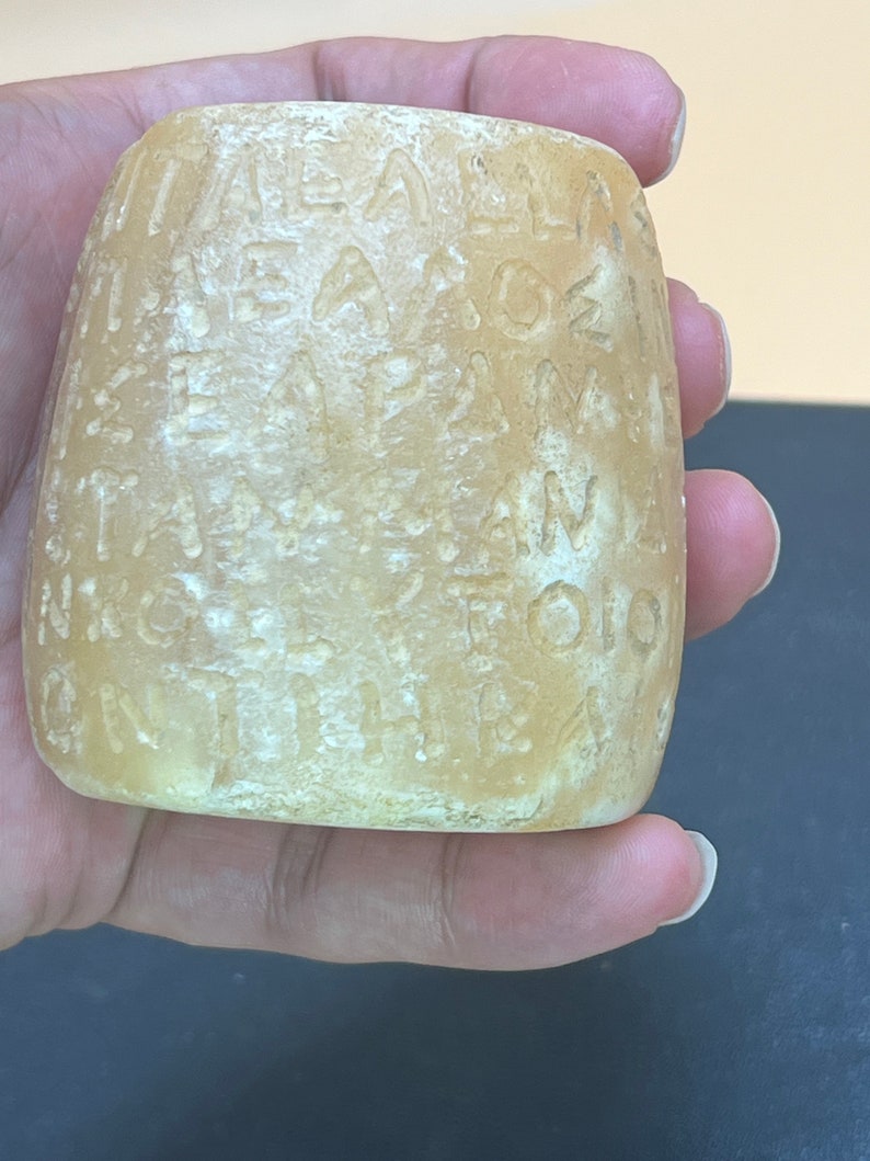 Ancient Rare Old Alabaster Stone With Greco Alphabet Writing - Etsy