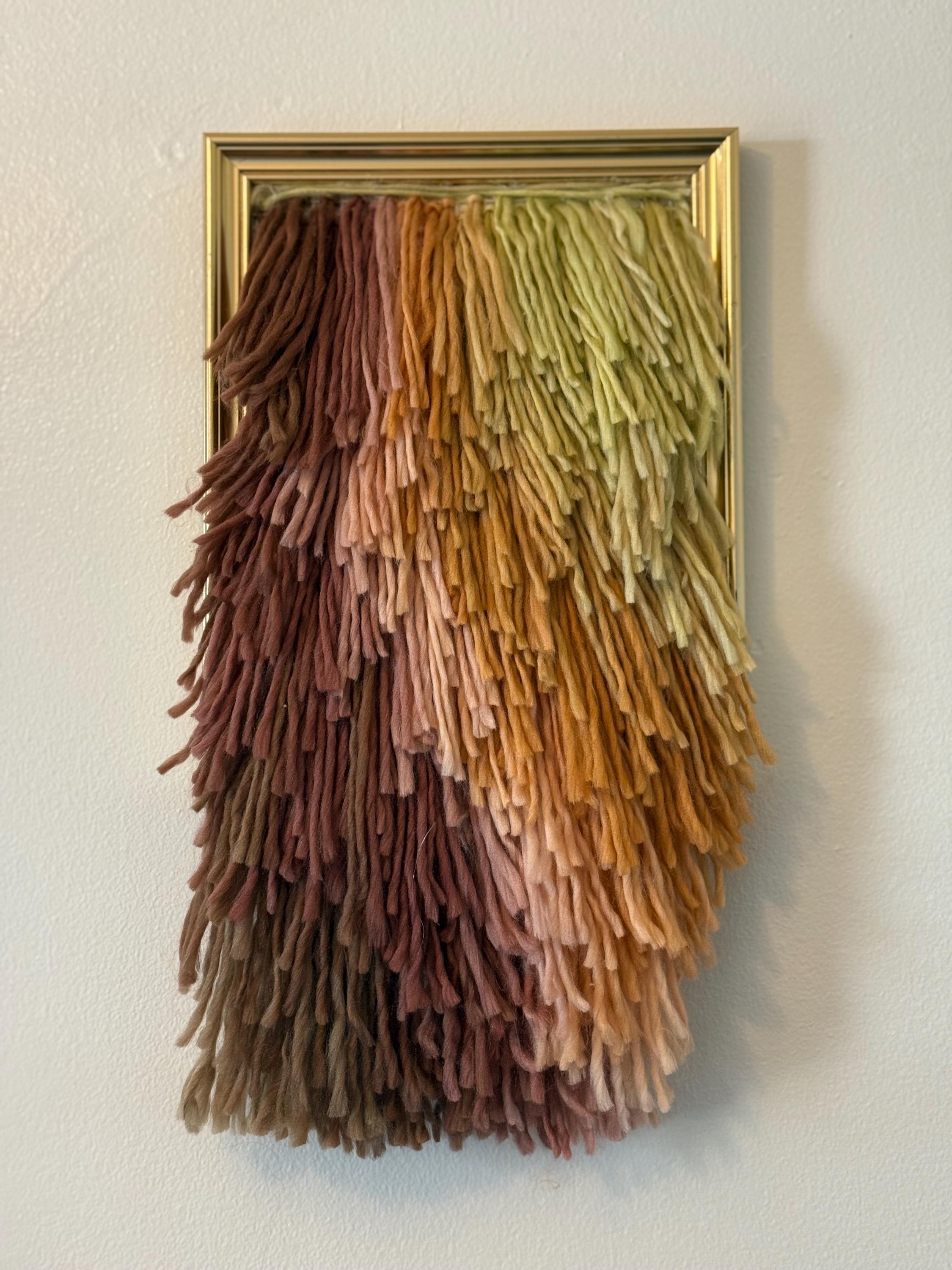 Earthy Textured Fiber Art in Brass Frame – Handwoven Gradient Wall ...