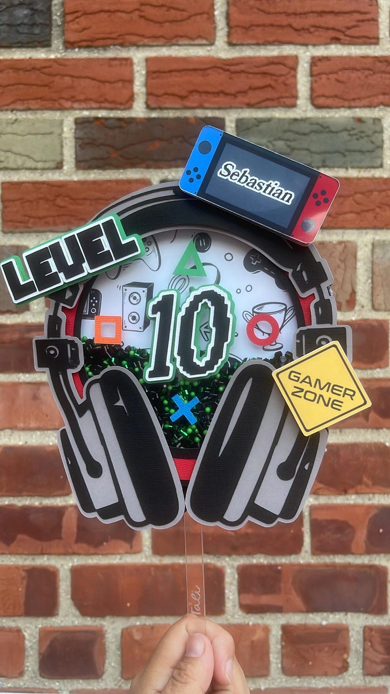 Gamer Cake Topper Shaker Video Level up Birthday Party - Etsy