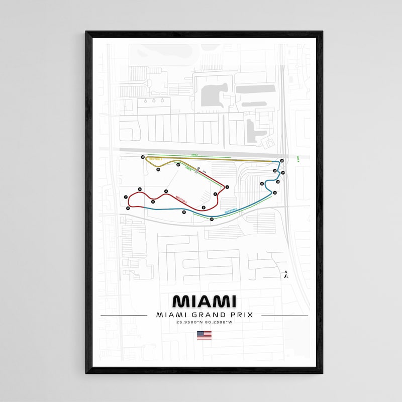 Miami F1 Poster - Etsy