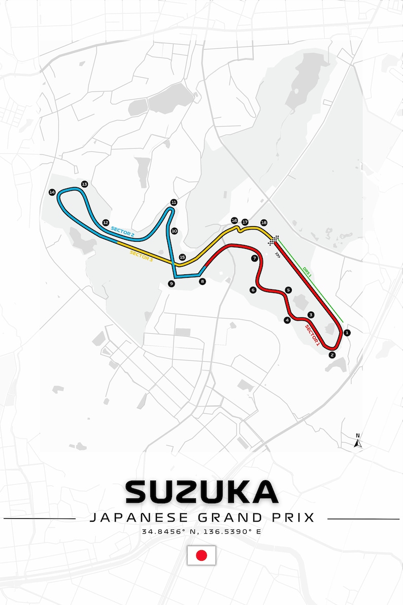 FORMULA 1 SUZUKA POSTER F1 Poster F1 Track Poster Suzuka Track Suzuka ...
