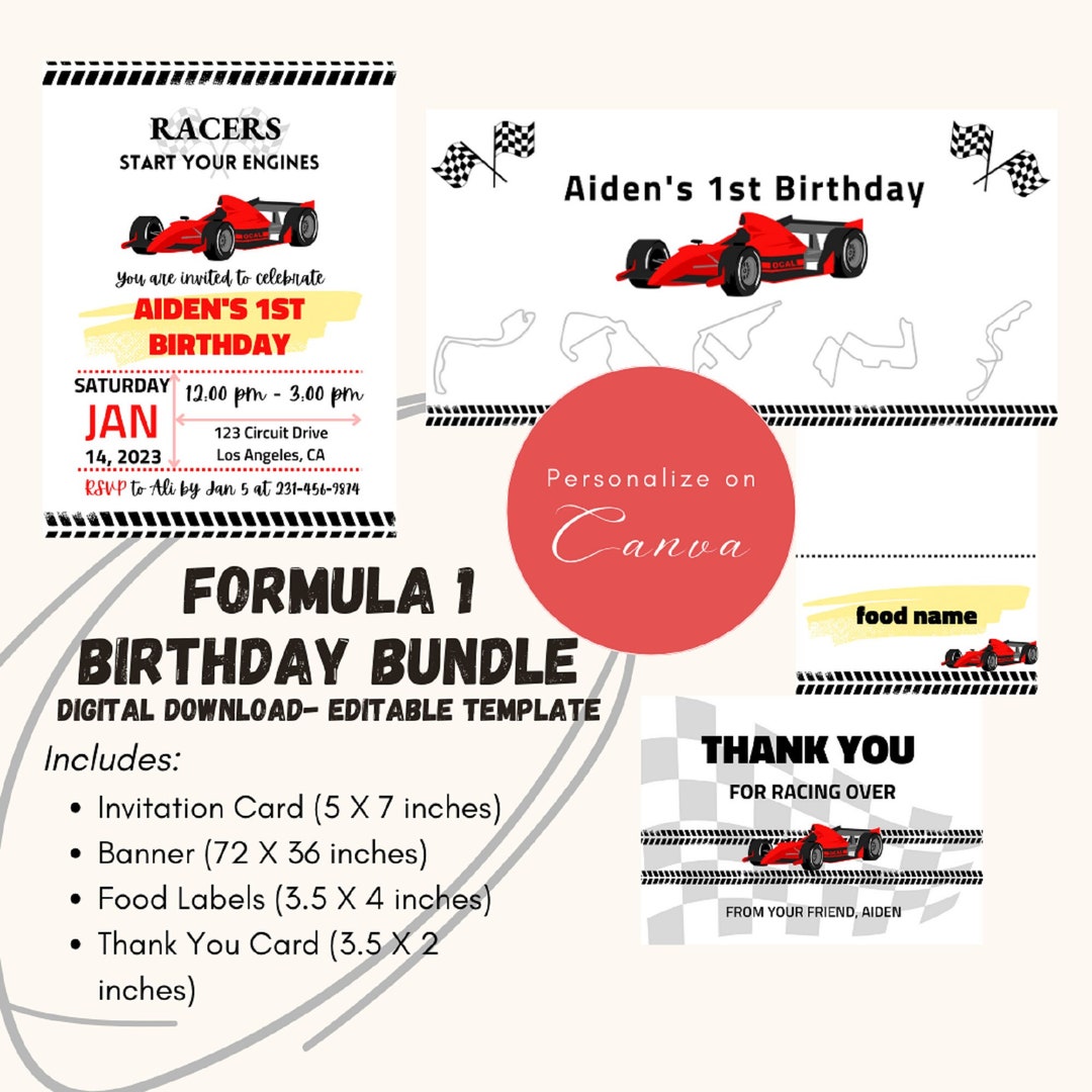 Formula 1 Birthday Party Bundle F1 Party Decor F1 Birthday Formula 1 ...