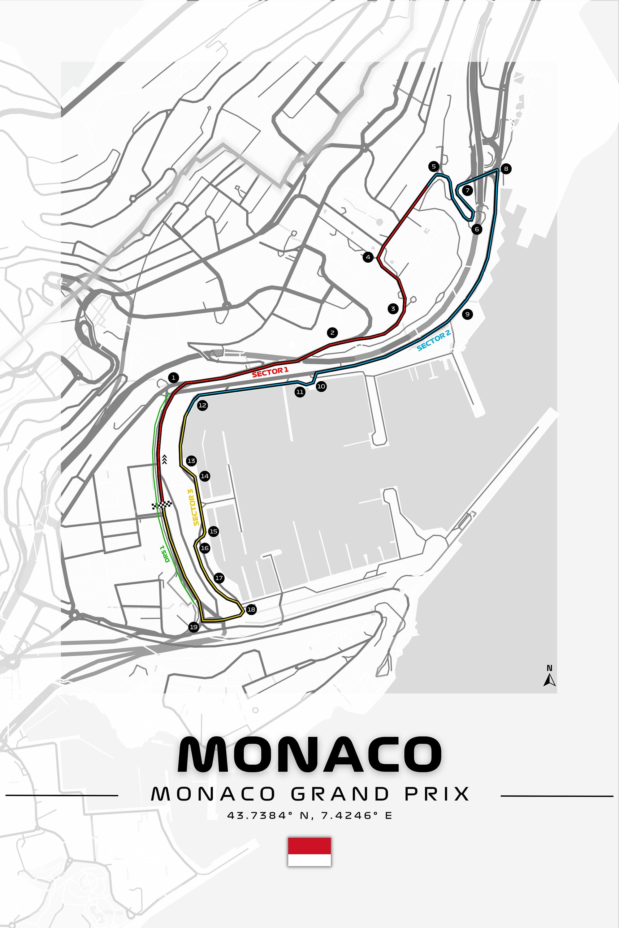 FORMULA 1 MONACO POSTER F1 Poster F1 Track Poster Monaco Track Poster ...
