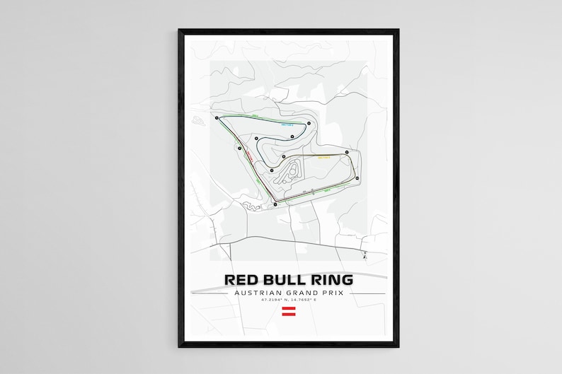 FORMULA 1 Red Bull Ring POSTER F1 Poster F1 Track Poster Red Bull Ring ...