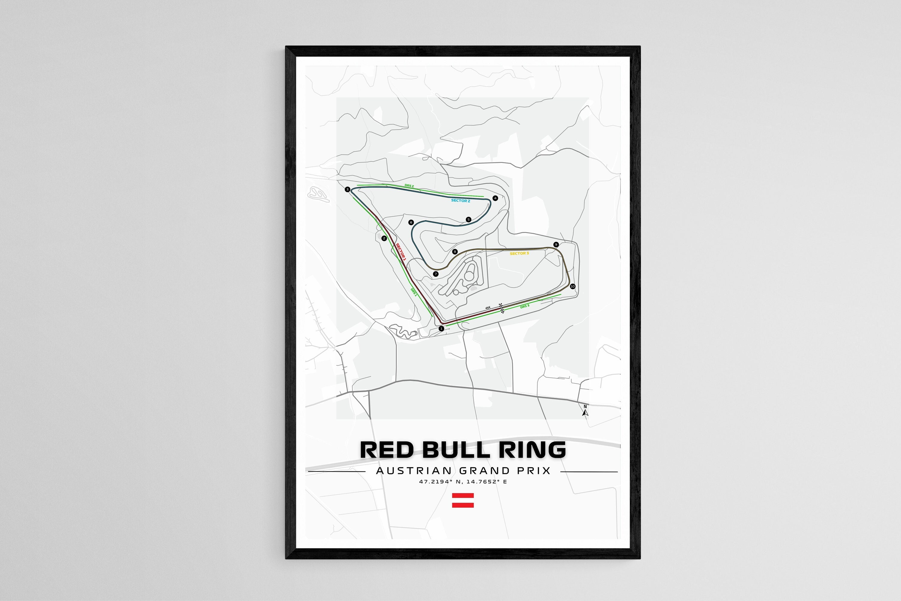 FORMULA 1 Red Bull Ring POSTER F1 Poster F1 Track Poster Red - Etsy