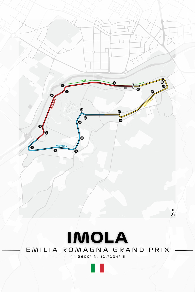 FORMULA 1 IMOLA POSTER F1 Poster F1 Track Poster Imola Track Poster ...