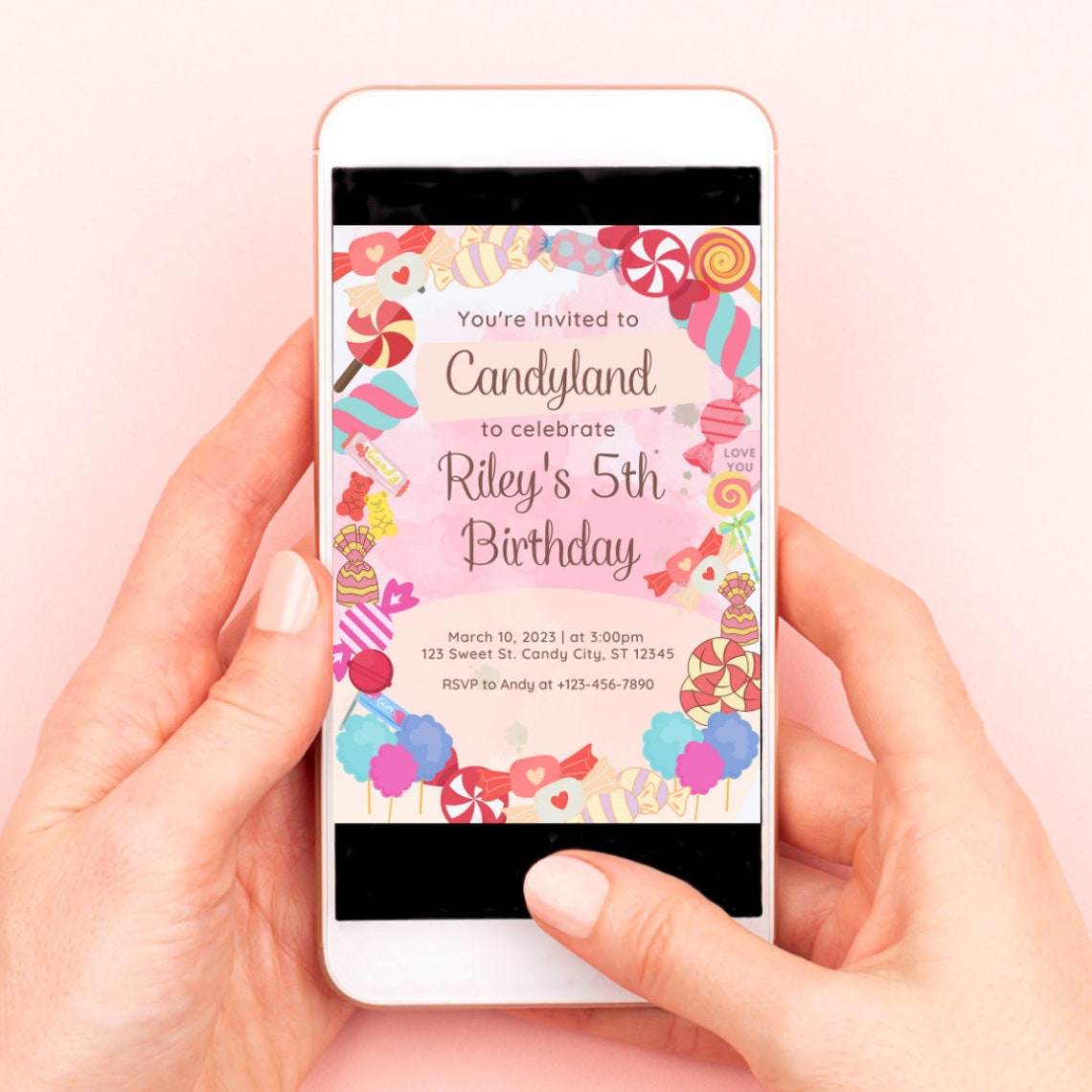 Candyland Birthday Invitation Thank You Card Birthday Party Candy Theme ...