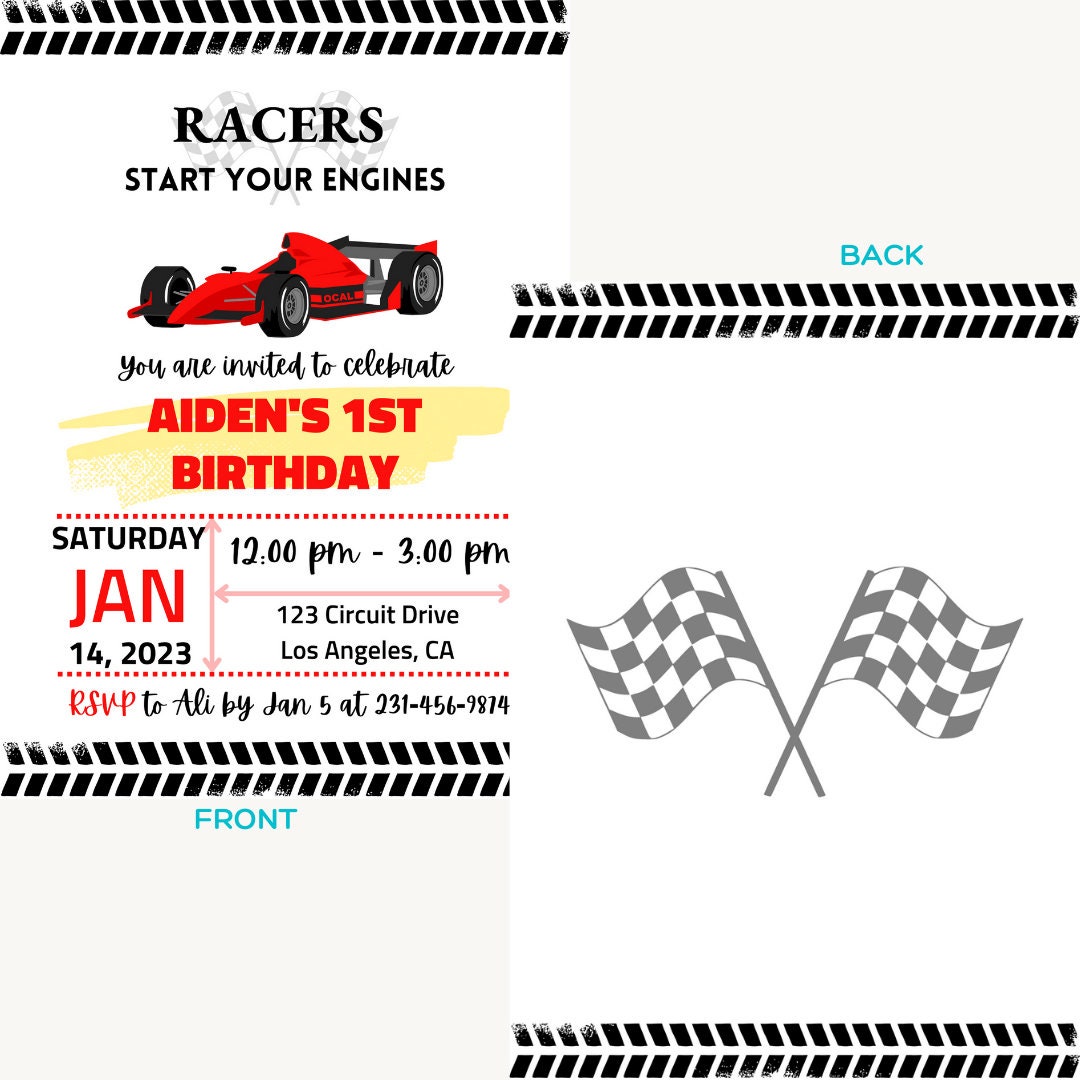 Birthday Invitation Formula 1 Party Card Decor F1 Party Birthday ...