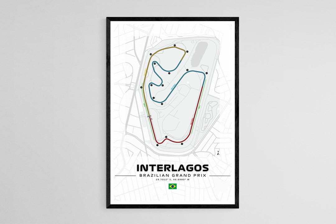 FORMULA 1 INTERLAGOS Poster F1 Poster F1 Track Poster Interlagos Track ...