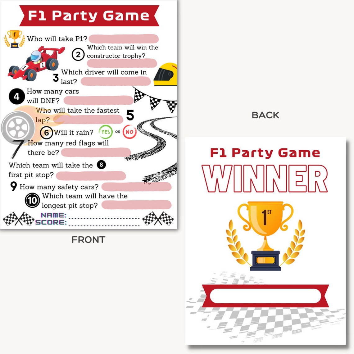 F1 Party Game: Formula 1 Watch Party (PDF Files) - Etsy