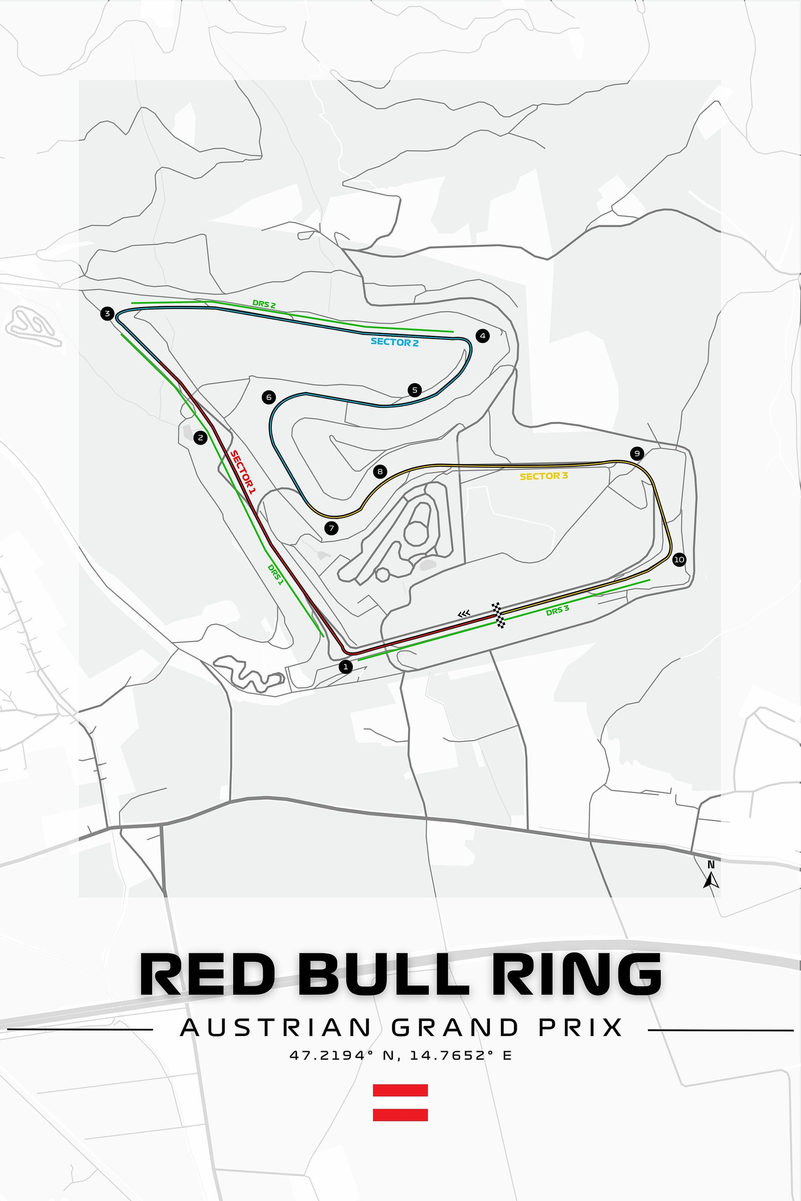 FORMULA 1 Red Bull Ring POSTER F1 Poster F1 Track Poster Red Bull Ring ...
