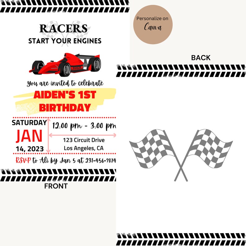 Invitación de cumpleaños fórmula 1 decoración de tarjeta de - Etsy México