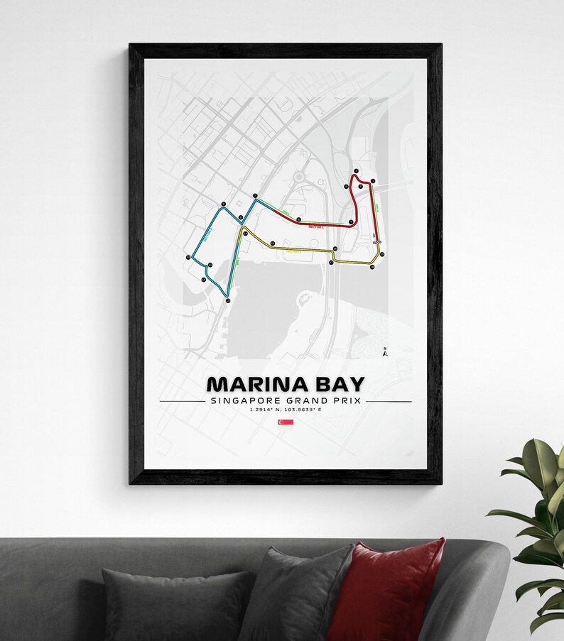 FORMULA 1 MARINA BAY Poster F1 Poster F1 Track Poster Singapore Track ...