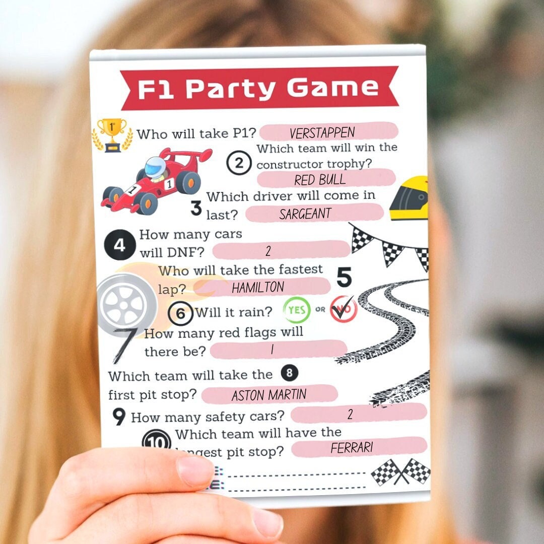 F1 PARTY GAME Formula 1 Party Game Formula 1 Decoration F1 Decoration ...