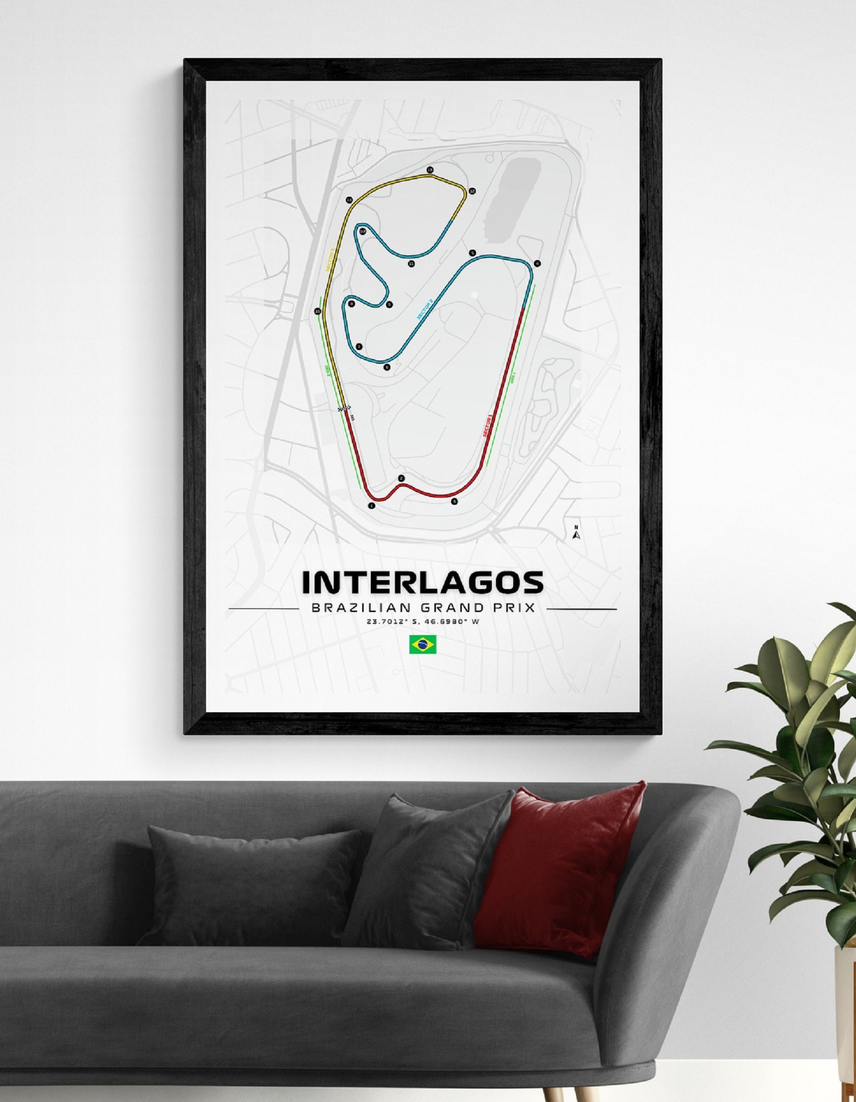 FORMULA 1 INTERLAGOS Poster F1 Poster F1 Track Poster Interlagos Track ...