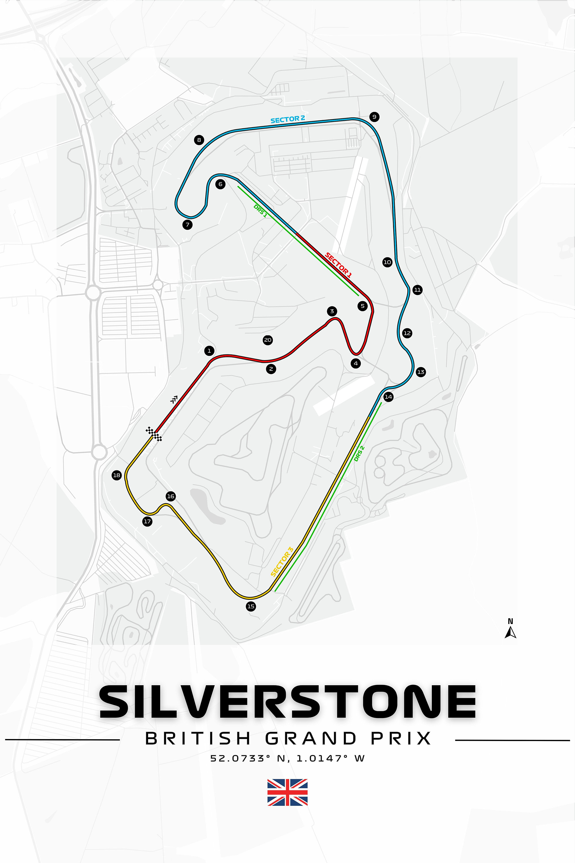 FORMULA 1 SILVERSTONE POSTER F1 Poster F1 Track Poster Silverstone ...