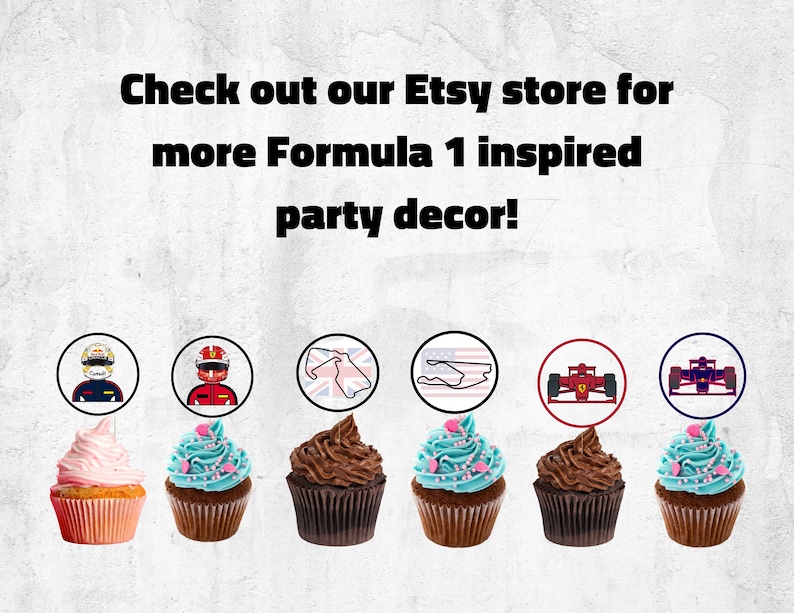 Formula 1 Birthday Party Cupcake Topper F1 Party Decor F1 Birthday ...