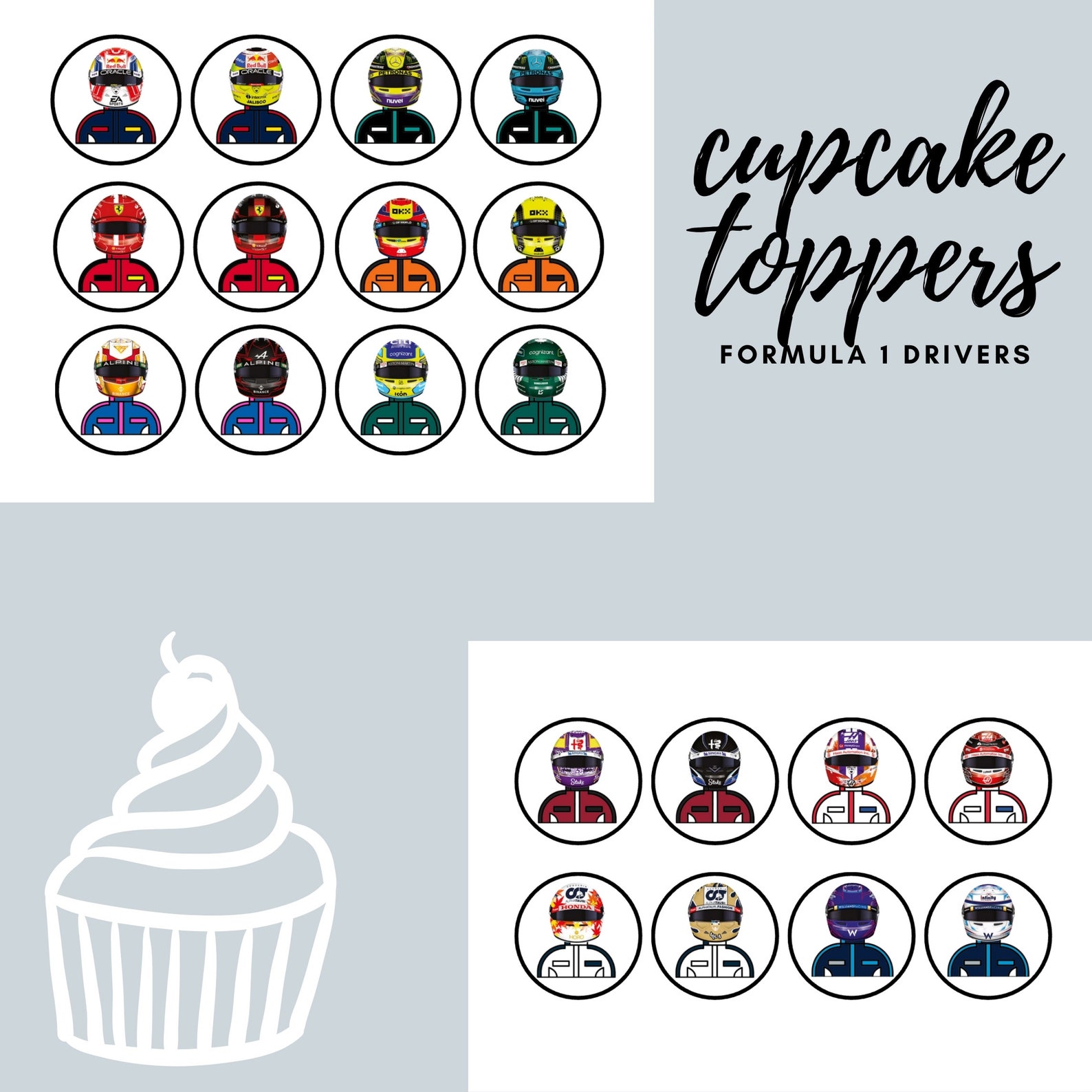 Formula 1 Birthday Party Cupcake Topper F1 Party Decor F1 Birthday ...