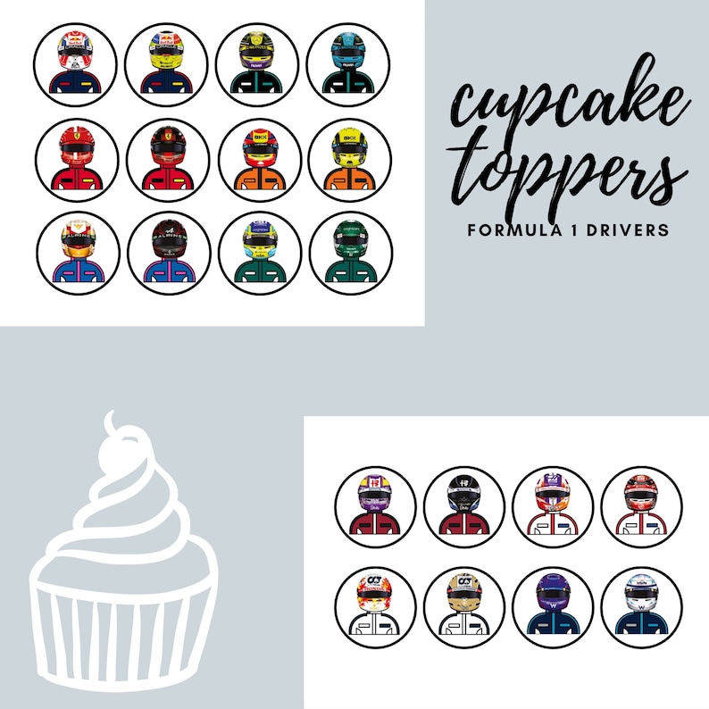 Formula 1 Birthday Party Cupcake Topper F1 Party Decor F1 Birthday ...