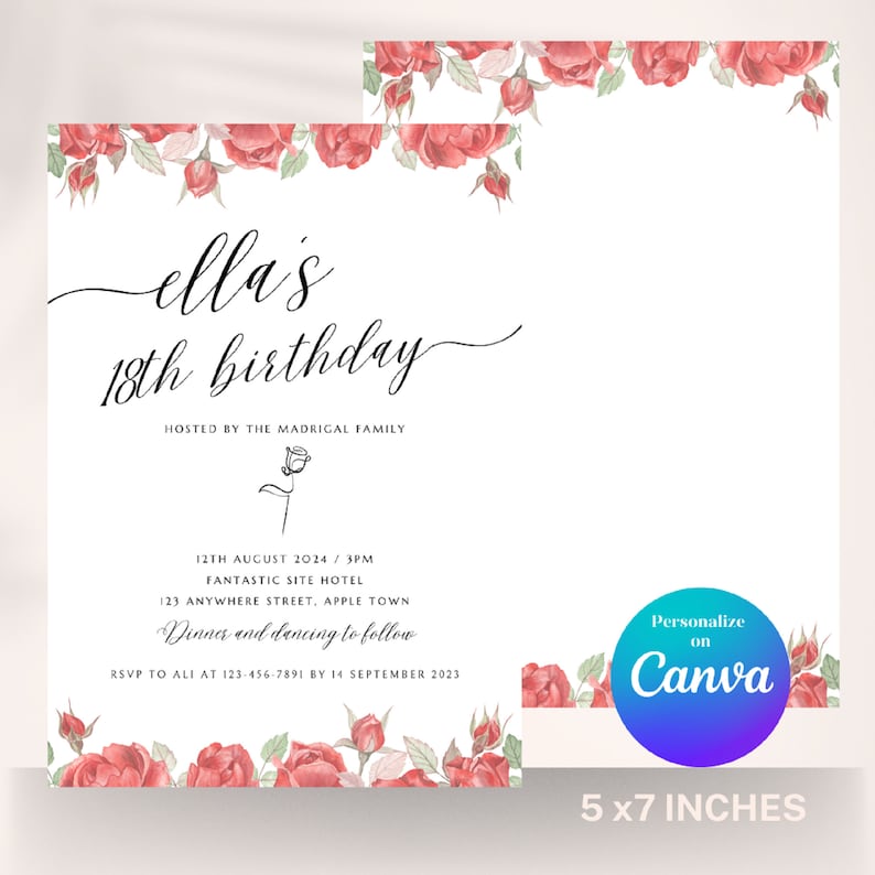 Debut Invitation Filipino 18th Birthday Roses Theme Birthday Party ...