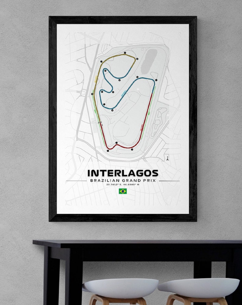FORMULA 1 INTERLAGOS Poster F1 Poster F1 Track Poster Interlagos Track ...