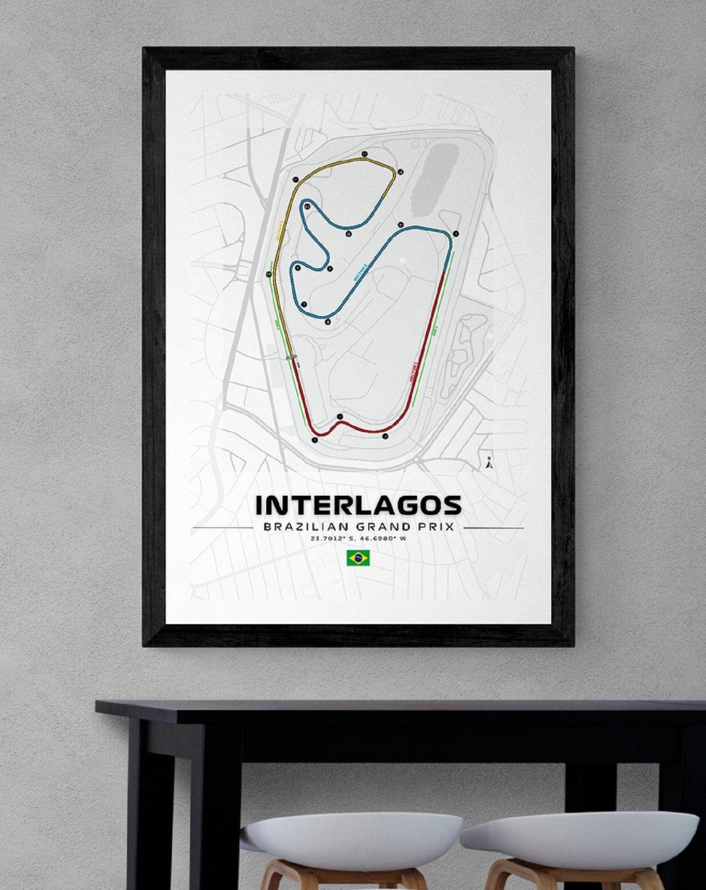 FORMULA 1 INTERLAGOS Poster F1 Poster F1 Track Poster Interlagos Track ...