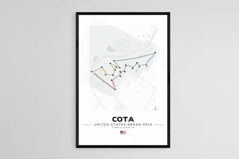 FORMULA 1 COTA Poster F1 Poster F1 Track Poster Circuit of the Americas ...