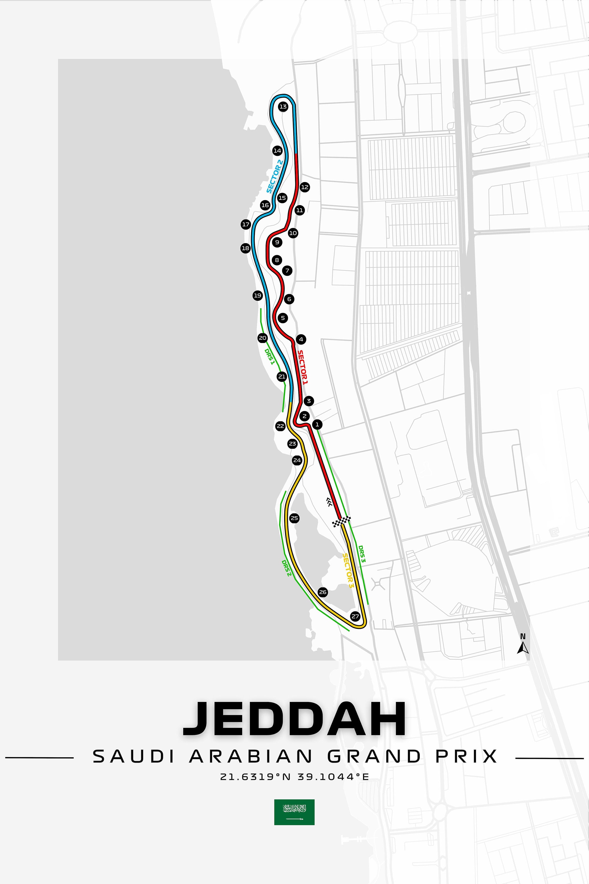 FORMULA 1 JEDDAH POSTER F1 Poster F1 Track Poster Jeddah Track Poster ...