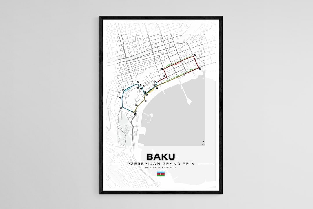 FORMULA 1 BAKU POSTER F1 Poster F1 Track Poster Baku Print Formula 1 ...