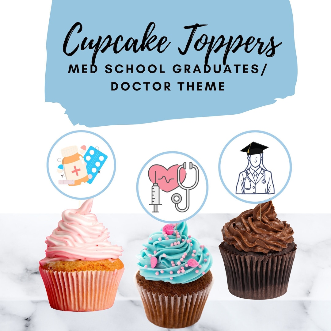 Cupcake Topper Med School Party Cupcake Doctor Theme Cupcake Toppers ...