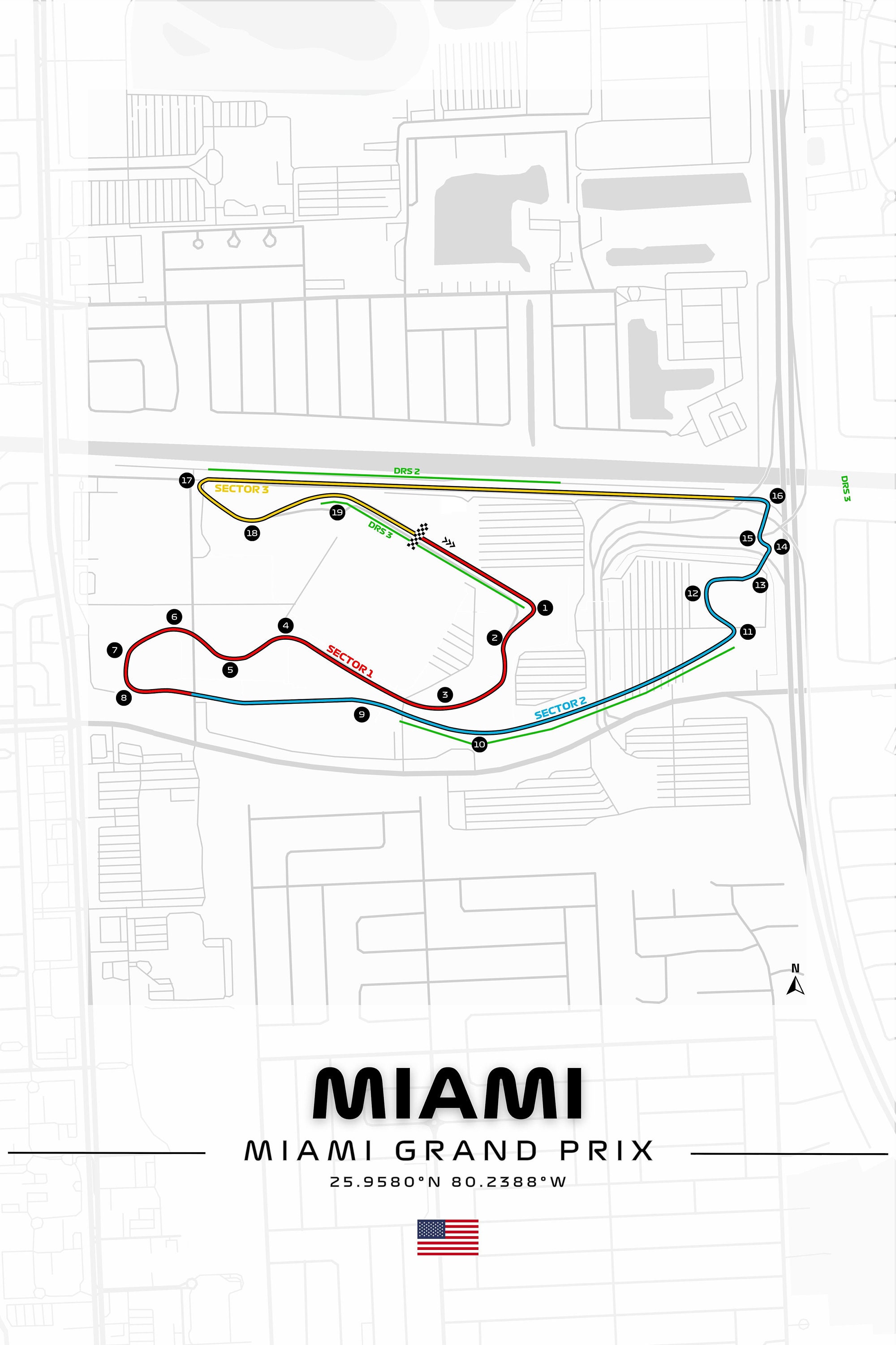 FORMULA 1 MIAMI POSTER F1 Poster F1 Track Poster Miami Track Poster ...