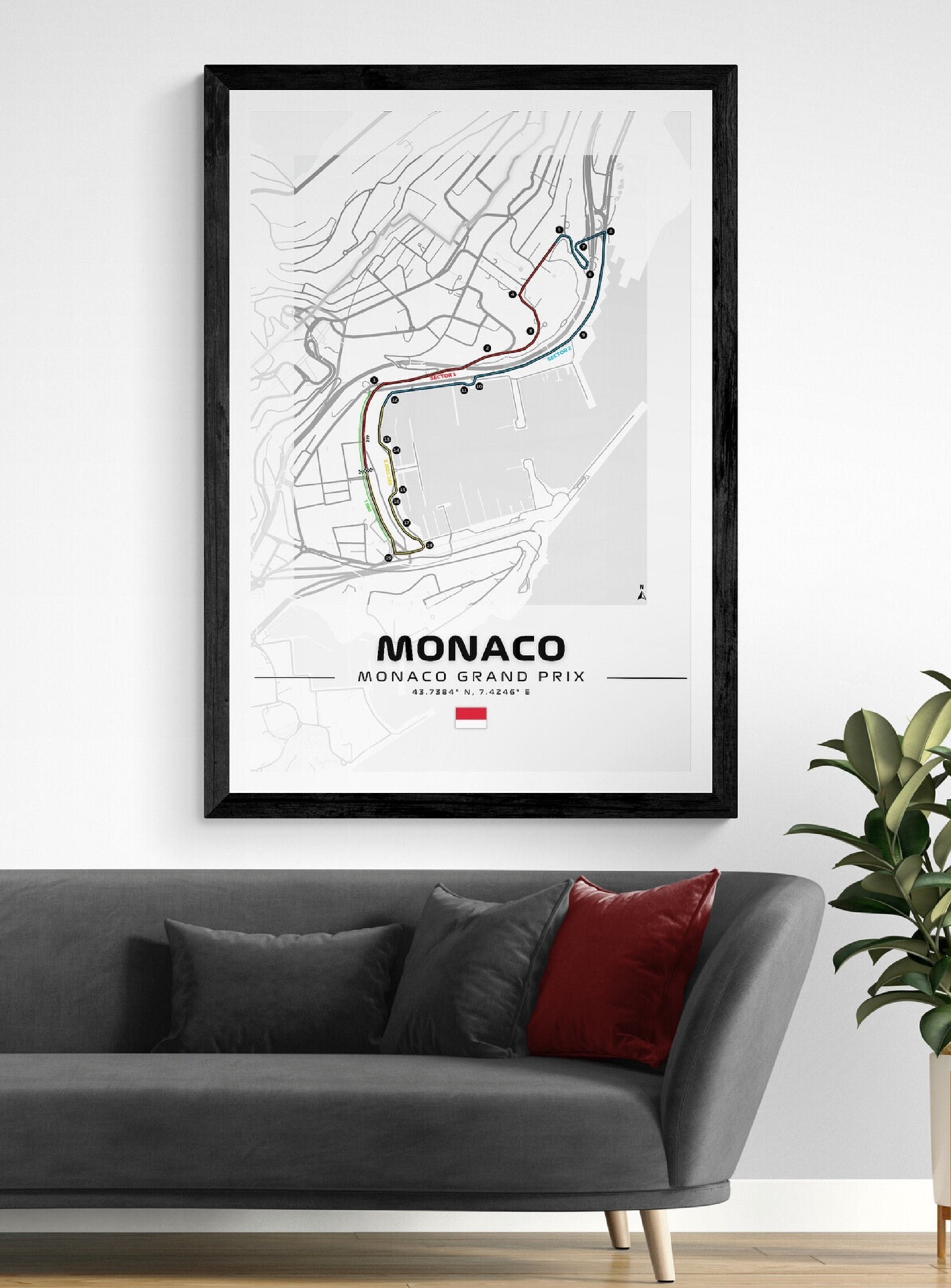 FORMULA 1 MONACO POSTER F1 Poster F1 Track Poster Monaco Track Poster ...