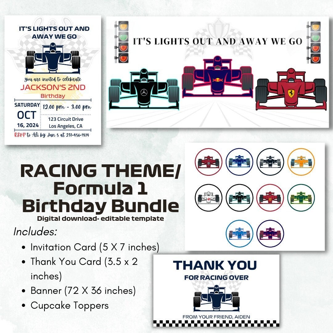 Formula 1 Birthday Party Bundle F1 Party Decor F1 Birthday Formula 1 ...