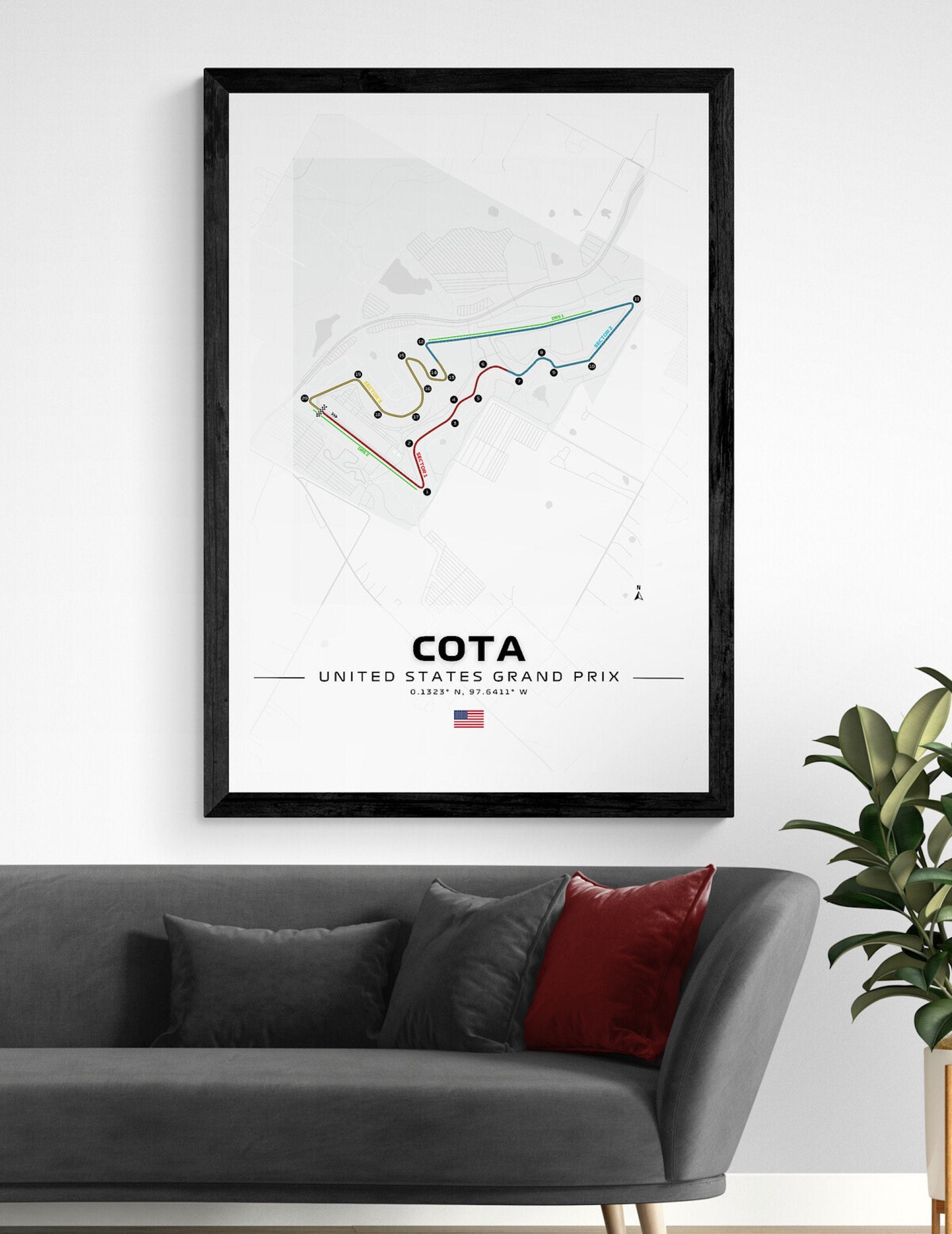 FORMULA 1 COTA Poster F1 Poster F1 Track Poster Circuit of the Americas ...
