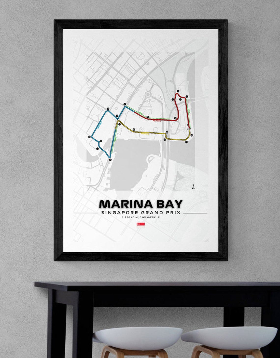 FORMULA 1 MARINA BAY Poster F1 Poster F1 Track Poster Singapore Track ...