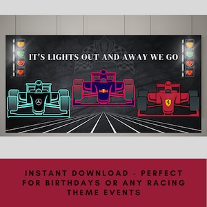 Formula 1 Birthday Banner: Racing Theme Party Decorations (digital ...