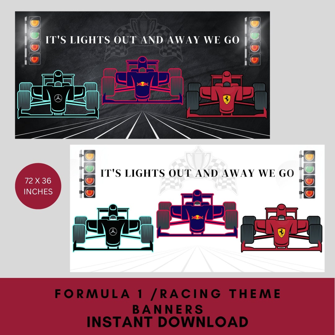 Formula 1 Birthday Banner: Racing Theme Party Decorations (digital ...