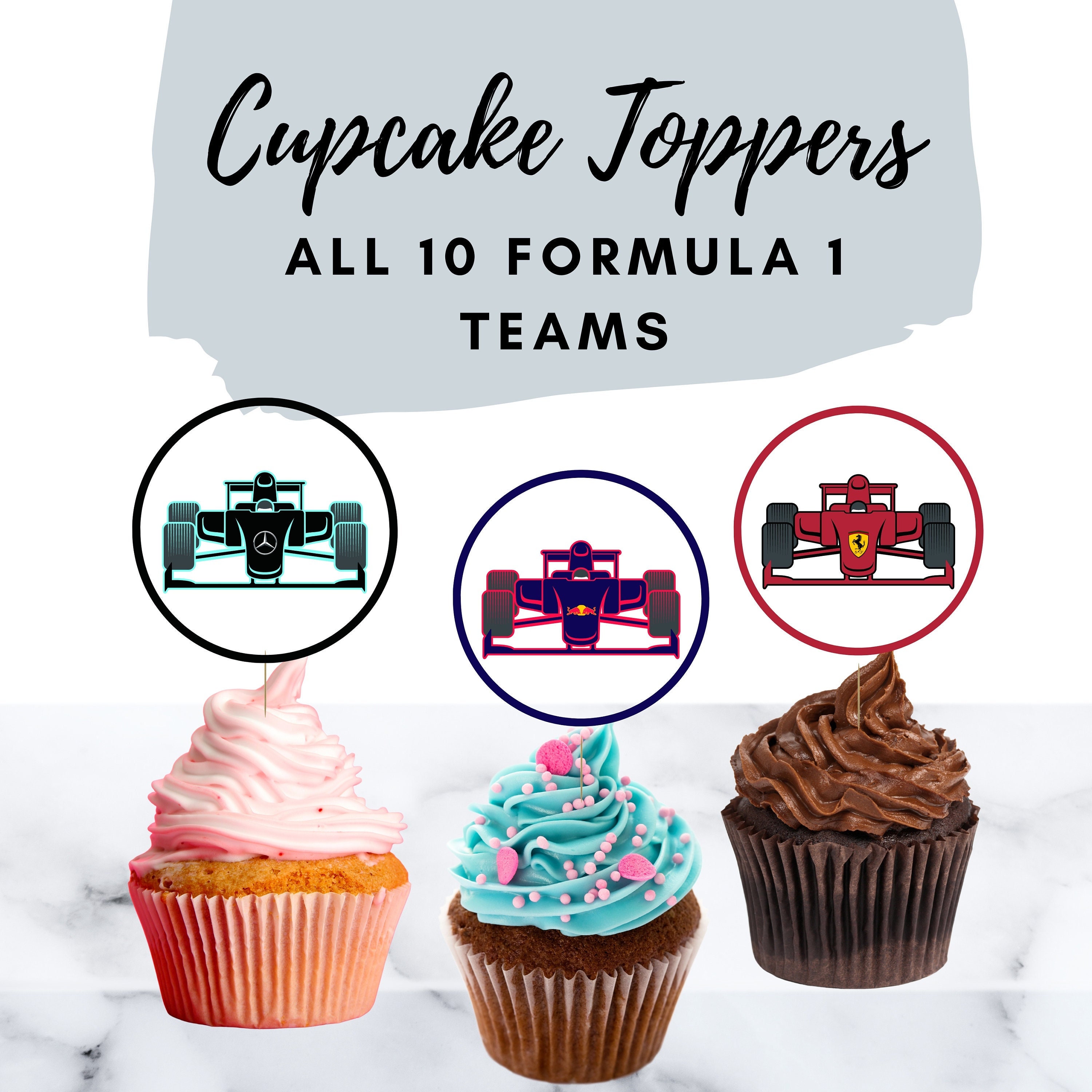 Formula 1 Birthday Party Cupcake Topper F1 Party Decor F1 Birthday ...