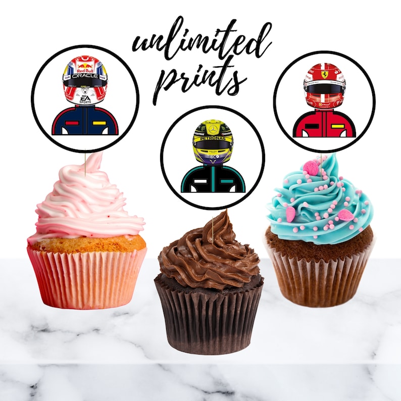 Formula 1 Birthday Party Cupcake Topper F1 Party Decor F1 Birthday ...