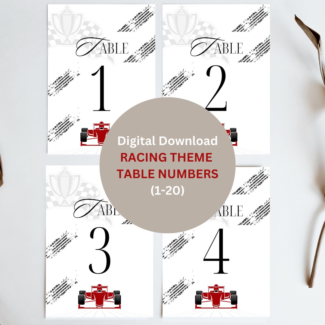 Racing Theme Table Numbers F1 Table Decor Birthday Party Formula 1 ...