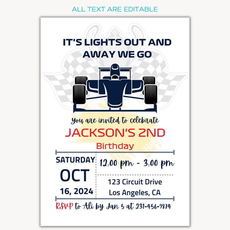 FORMULA 1 BIRTHDAY INVITATION Formula 1 Party Card F1 Decor F1 Party ...