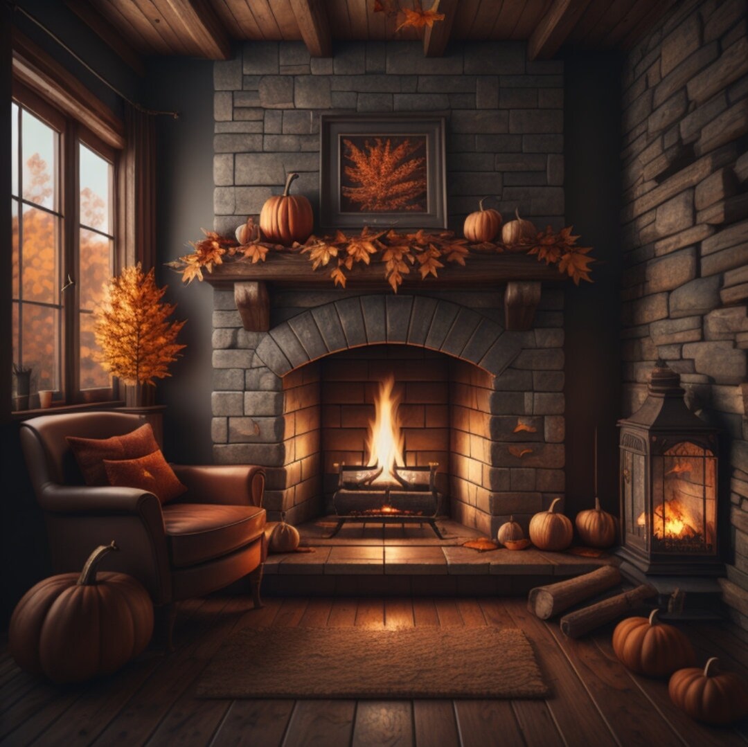 Autumn Fireplace Cross Stitch Pattern Downloadable Pdf - Etsy