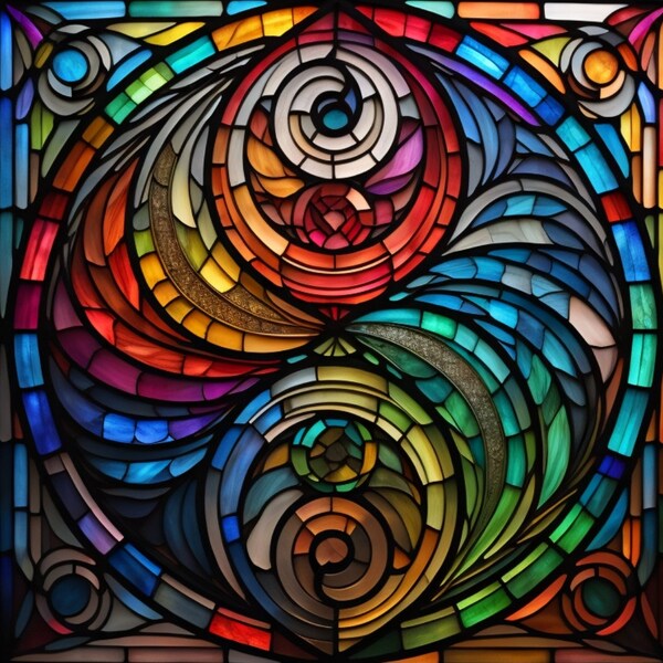 Stained Glass Yin Yang Pattern - Etsy