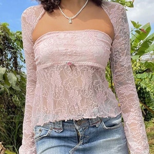 Lace Y2K Long Sleeve Top - Etsy