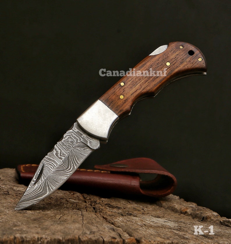 Damascus Pocket Folding Knife Custom Pocket Knife - Etsy
