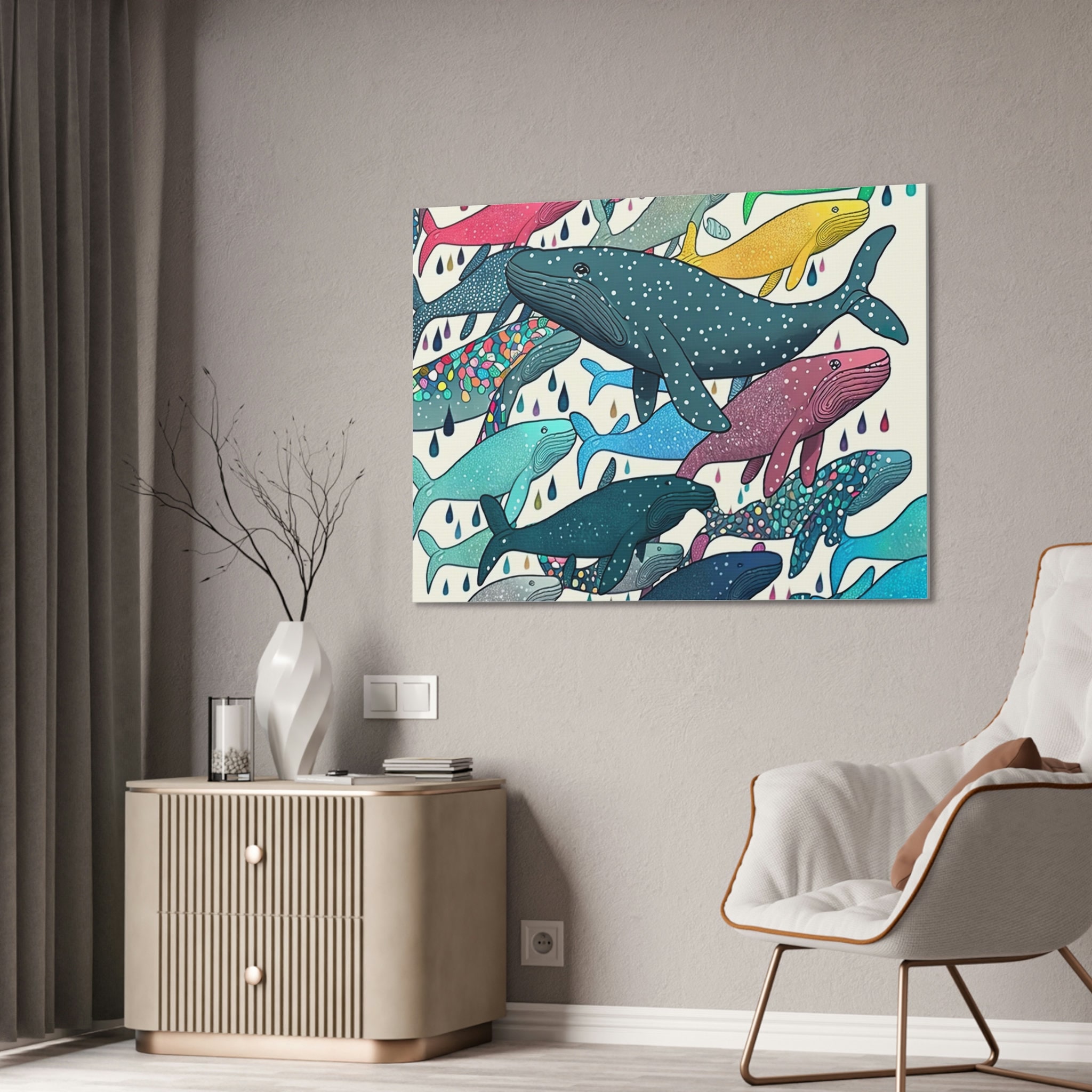Humpback Whales Canvas Wall Art, Nature Decor Whales Wall Art ...